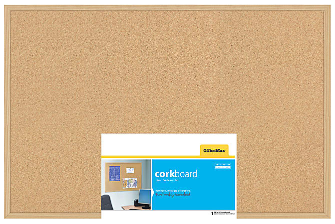 OfficeMax OM99741 Oak Cork Board 23x35 - Office Depot