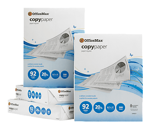 OfficeMax Copy Paper 92 Bright 500 SheetsReam 8 12 x 11 20 lb. - Office ...