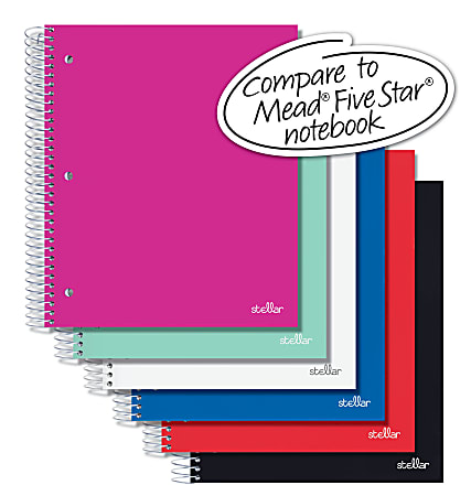 Office Depot Brand Spiral Stellar Poly Notebook 10 12 x 8 3 Subject ...