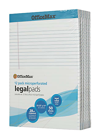 OfficeMax Perforated Pad 8 12 x 11 Legal Rule White - Office Depot