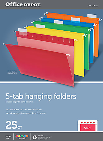 Office Depot Brand Hanging Folders Letter Size Assorted Box Of 25 ...