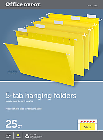 Office Depot Brand Hanging Folders Letter Size Yellow Box Of 25 ...