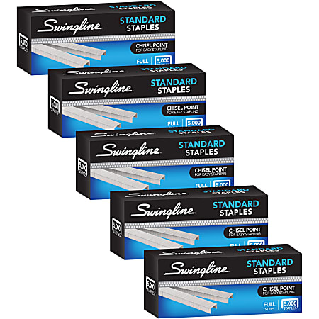 Swingline Standard Staples 14 Length 5000 Per Box Pack Of 5 - Office Depot
