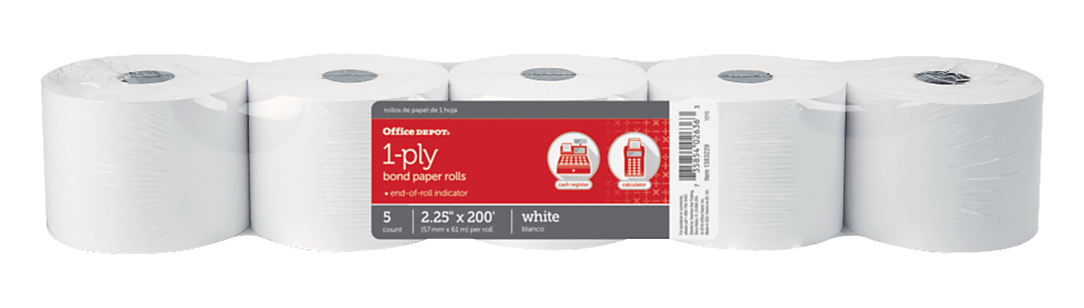 Office Depot Brand Paper Rolls 2 14 x 200 White Pack Of 5 - ODP ...