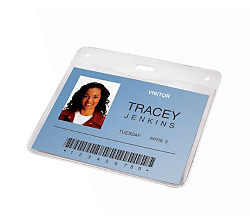 GBC® BadgeMates ID Badge Holders, Vertical, 3" x 4", Clear, Pack Of 25