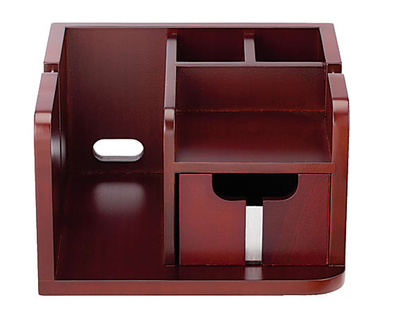OfficeMax Bevel Wood Desk Organizer Mahogany Office Depot