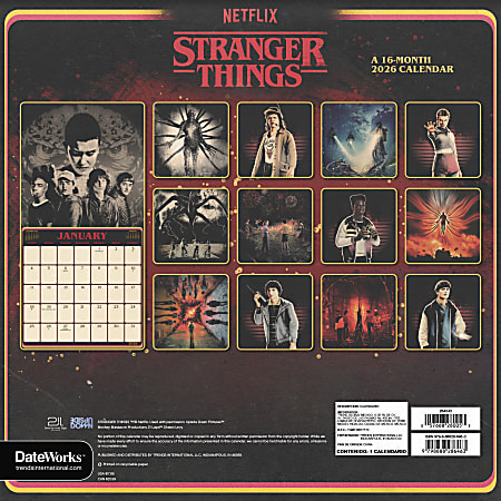 2026 DateWorks Wall Calendar 12 x 12 Stranger Things January To ...
