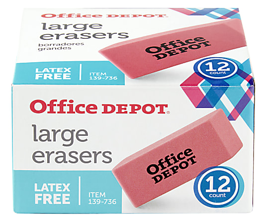 Office Depot Brand Pink Bevel Erasers Large Pack Of 12 - Office Depot