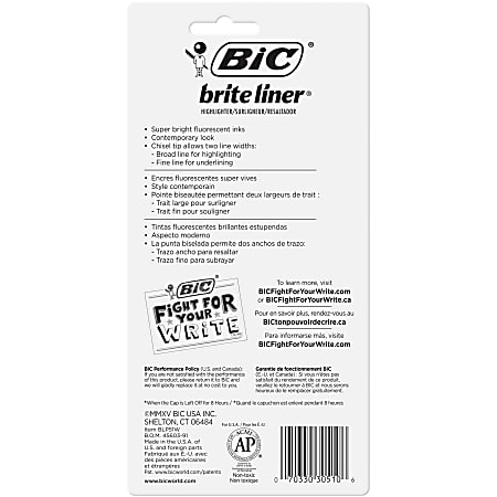 BIC Brite Liner Highlighters Chisel Point Yellow Pack Of 5 Highlighters ...