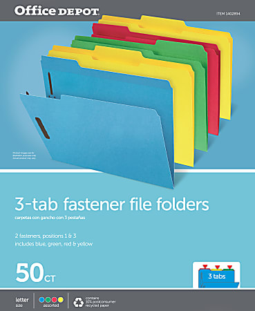 Office Depot Brand File Folders With 2 Fasteners 13 Tab Letter Size ...