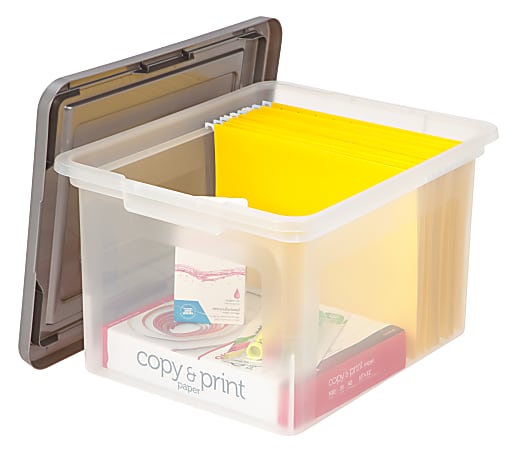 IRIS® File N Stack Plastic Storage Containers With Snap Lids, Case Of 2