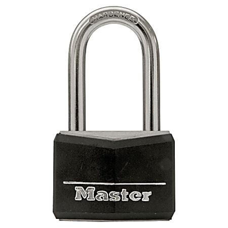 Master Lock Long Shackle Steel Padlock 1 916 Black - ODP Business Solutions