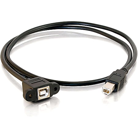 C2G 3ft Panel Mount USB 2.0 B Female to B Male Cable Type B Female USB ...