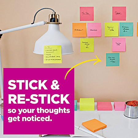 Post it Super Sticky Notes 3 x 3 in 6 Sticky Note Pads 70 SheetsPad 2X ...