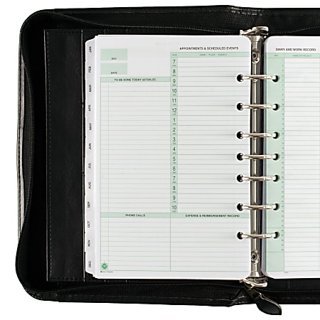 Day Timer Avalon 7 Ring Simulated Leather Starter Set With Zipper 5 12 ...