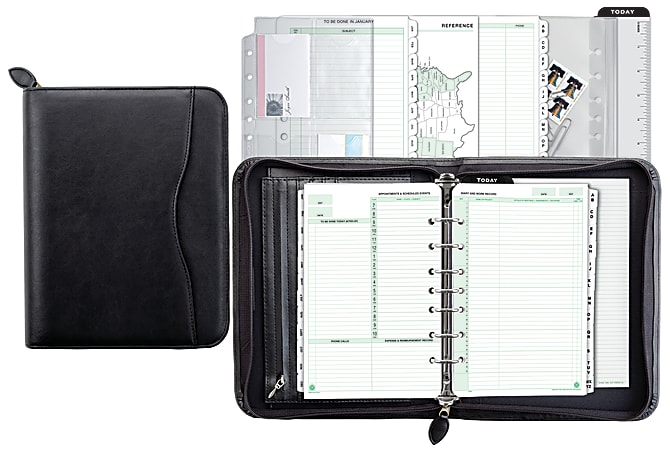 Day Timer Avalon 7 Ring Simulated Leather Starter Set With Zipper 5 12 ...