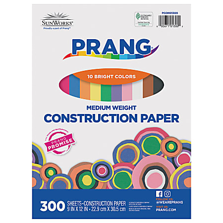 Prang Construction Paper Medium Weight 9 x 12 10 Assorted Colors 300 ...