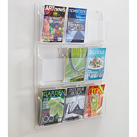 Clear Literature Rack Magazine 9 Pockets - Office Depot