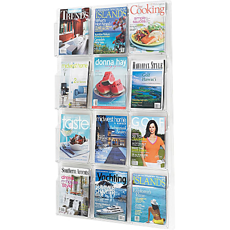 Clear Literature Rack Magazine 12 Pockets - Office Depot