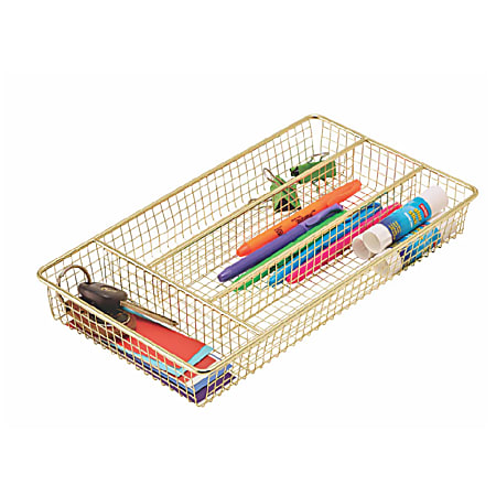 Better Houseware Brass Cutlery Tray Gold Small - Office Depot