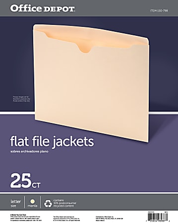Office Depot Brand Double Top Flat File Jackets 8 12 x 11 Letter Size ...