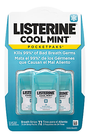 Listerine Cool Mint Pocketpacks Breath Strips 24 Strips Per Pocketpack ...