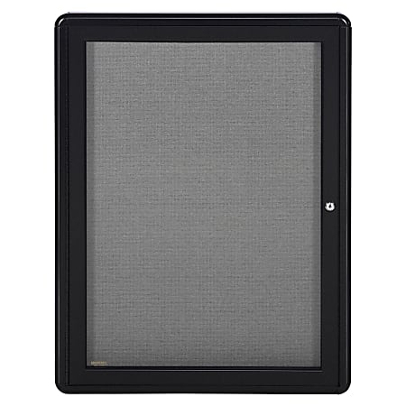 Ghent Ovation 1 Door Enclosed Fabric Tackboard 34 x 24 Gray Black ...