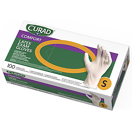 Curad Powder Free Latex Exam Gloves Small Box Of 100 - Office Depot
