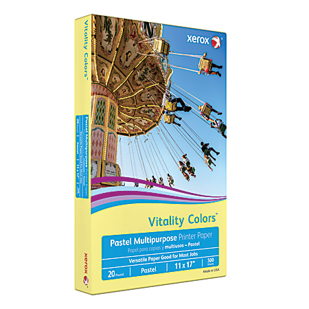 Xerox Vitality Colors Multi Use Printer Copy Paper 1 Ream Yellow Ledger ...
