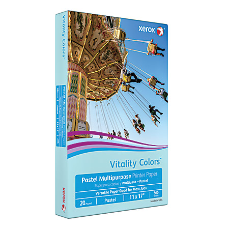 Xerox Vitality Colors Multi Use Printer Copy Paper 1 Ream Blue Ledger ...