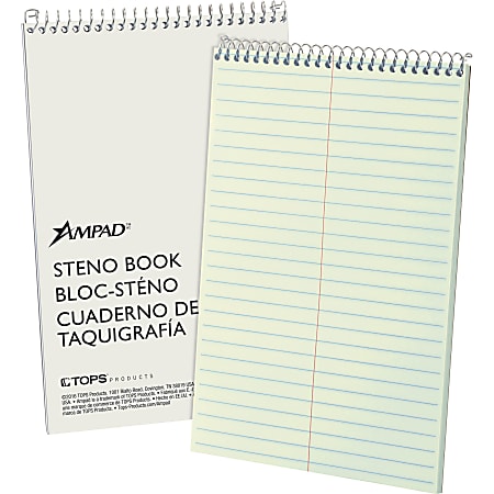 Ampad Kraft Cover Steno Book 6 x 9 60 Sheets Green Tint Paper Kraft ...