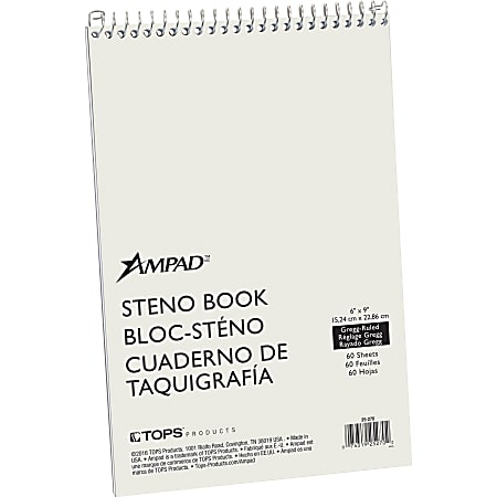 Ampad Kraft Cover Steno Book 6 x 9 60 Sheets Green Tint Paper Kraft ...