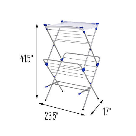 Honey Can Do 2-Tier Mesh Top Drying Rack, 41-1/2”H x 17”W x 23-1/2”D, White