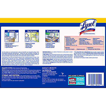 Lysol Disinfecting Wipes 7 x 7.25 Lemon Scent 35 Wipes Per Canister ...