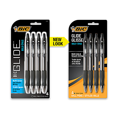 BIC Glide Bold Retractable Ballpoint Pens Bold Point 1.6 mm Translucent ...