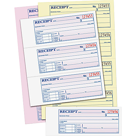Adams Carbonless MoneyRent Receipt Book 3 Part 7 58 x 11 Book Of 100 ...