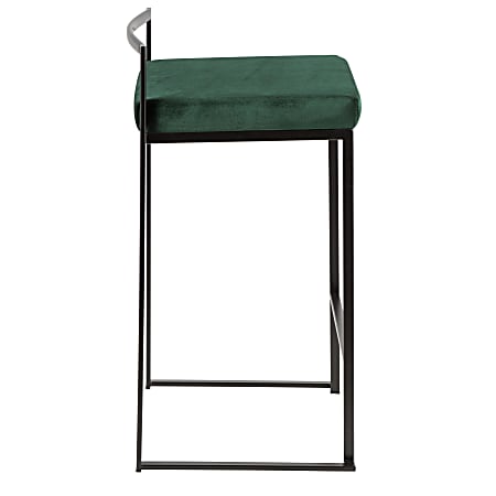 LumiSource Fuji Stacker Counter Stools Green SeatBlack Frame Set Of 2 ...
