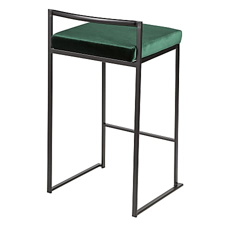 LumiSource Fuji Stacker Counter Stools, Green Seat/Black Frame, Set Of ...