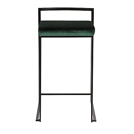 LumiSource Fuji Stacker Counter Stools Green SeatBlack Frame Set Of 2 ...