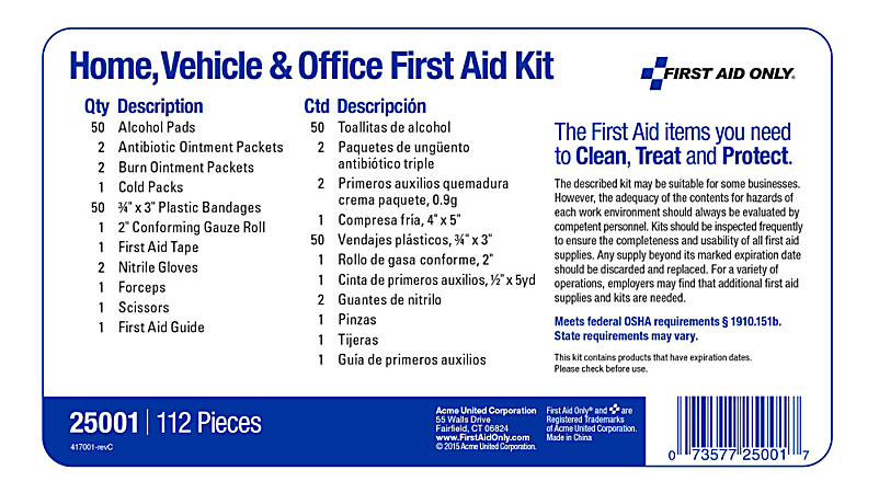 PhysiciansCare 113 Piece First Aid Kit White 113 Pieces - Office Depot