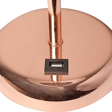 Creekwood Home Oslo USB Port Metal Table Lamp 19 12 H White ShadeRose ...