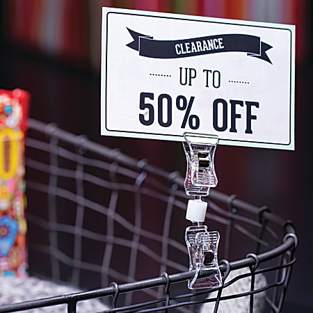 Deflecto VersaGrip Sign Holder With 2 Clips 3 12 H x 78 W x 12 D Clear ...