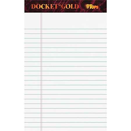 TOPS Docket Gold Premium Writing Pad 5 x 8 Legal Ruled 50 Sheets White ...