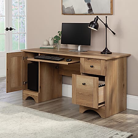 Sauder Select 60 W Double Pedestal Computer Desk Timber Oak - Office Depot