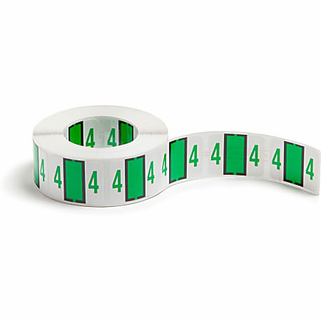 Smead BCCRN Bar Style Permanent Numerical Labels 4 Light Green Roll Of ...
