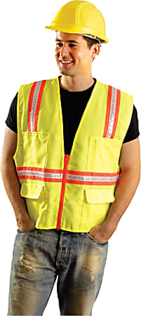 R3 Safety Non ANSI Contractor Style Solid Vests Large Hi Viz Yellow ...