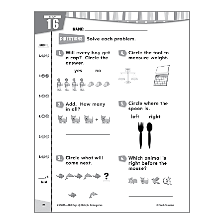 Shell Education 180 Days of Math Practice Grade K - Office Depot