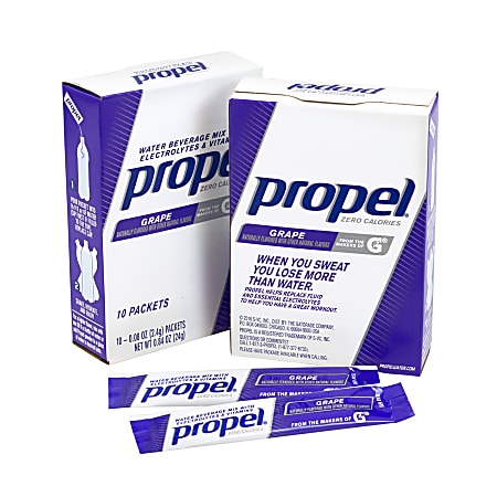 Propel Zero Calorie Drink Mix Grape 10 Pouches Per Box Case Of 6 Boxes ...