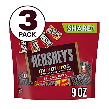 HERSHEYS Miniatures Dark Chocolate Candy Assortment 9 oz 3 Pack ...