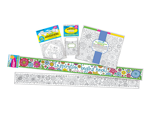 Barker Creek Classroom Decor Set Color Me In my Garden - Office Depot